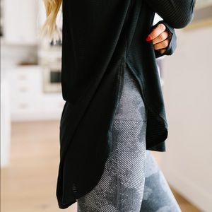 Mono B | Tops | Mono B Ribbed Mesh Athletic Top Long Sleeve Black ...